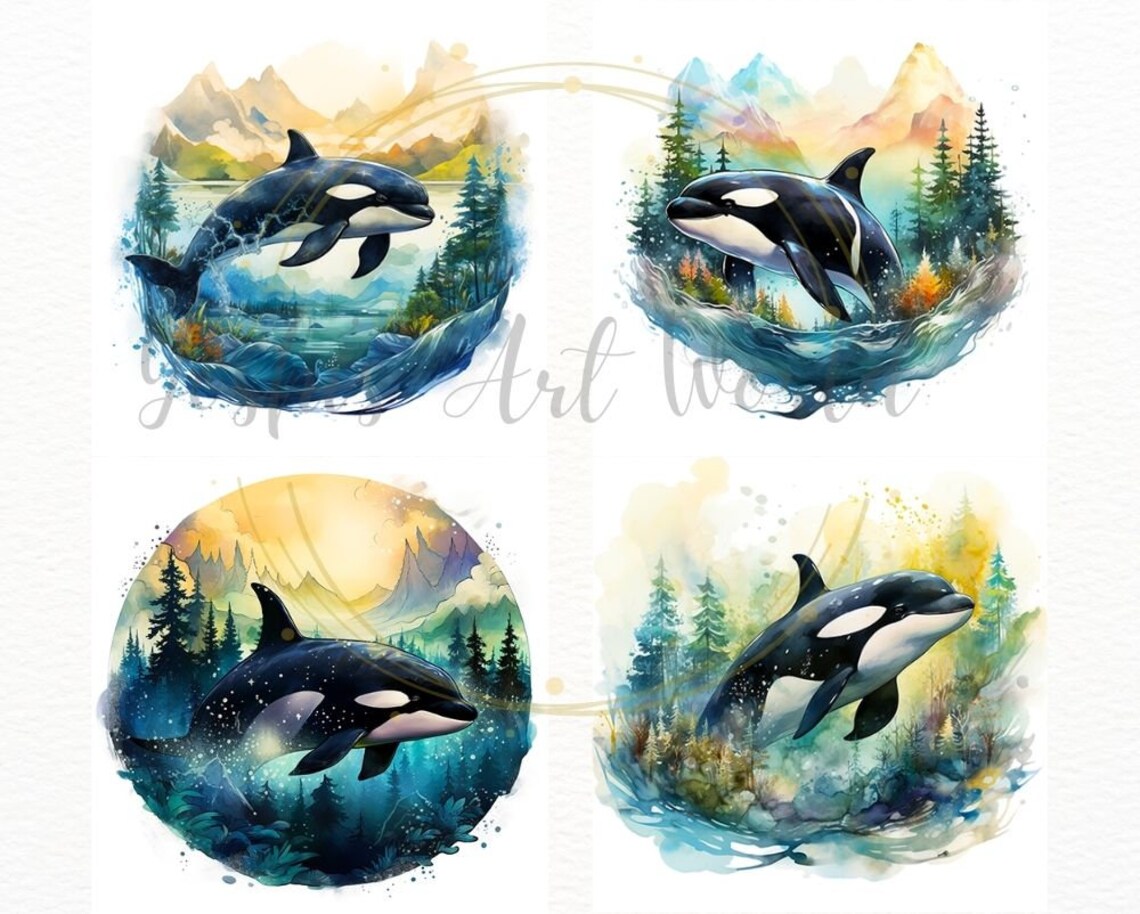 Fairytale Orca - Killer Whale -card Making, Mixed Media, Digital Paper ...