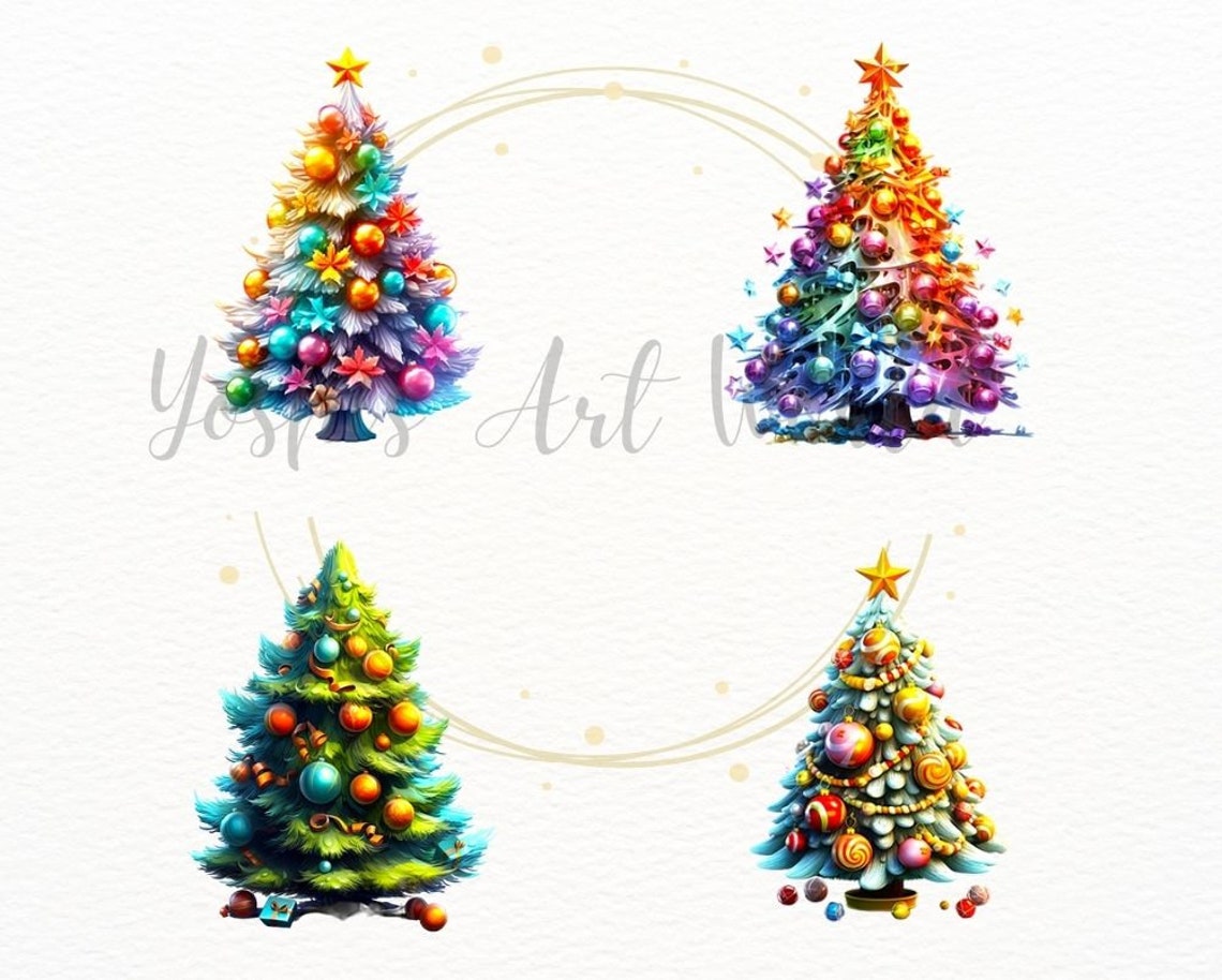 Christmas Tree PNG Bundle, Digital Crafts Designs Transparent ...