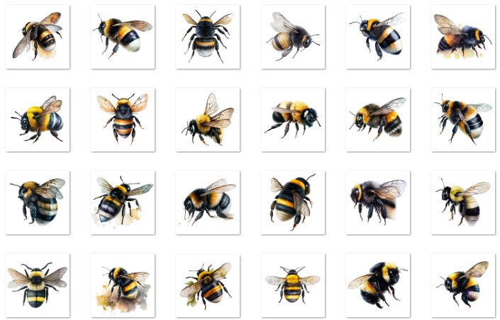 Watercolor Bumblebee Bundle, Digital Crafts Designs Transparent, Bee ...