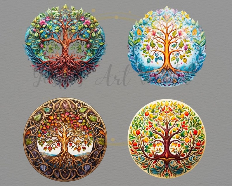 Watercolor Tree of Life PNG Bundle, Digital Crafts Designs Transparent ...