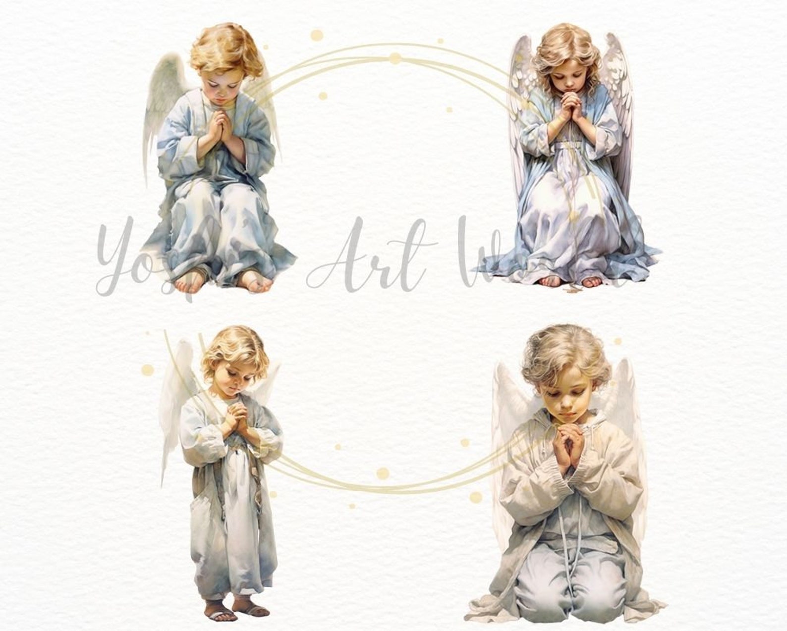Watercolor Praying Angel PNG Bundle Digital Crafts Designs - Etsy