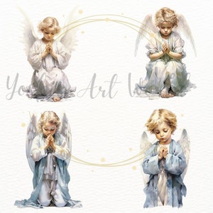 Watercolor Praying Angel PNG Bundle, Digital Crafts Designs Transparent ...