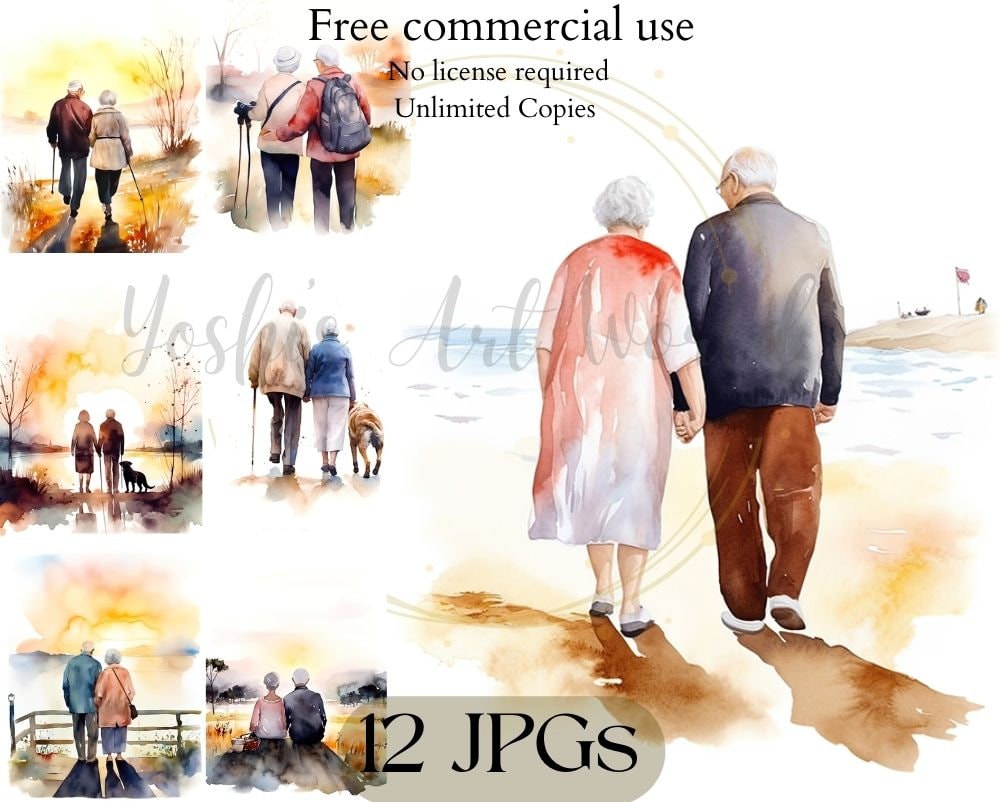 Elderly Couple Clipart Grandpa and Grandma Card Making - Etsy