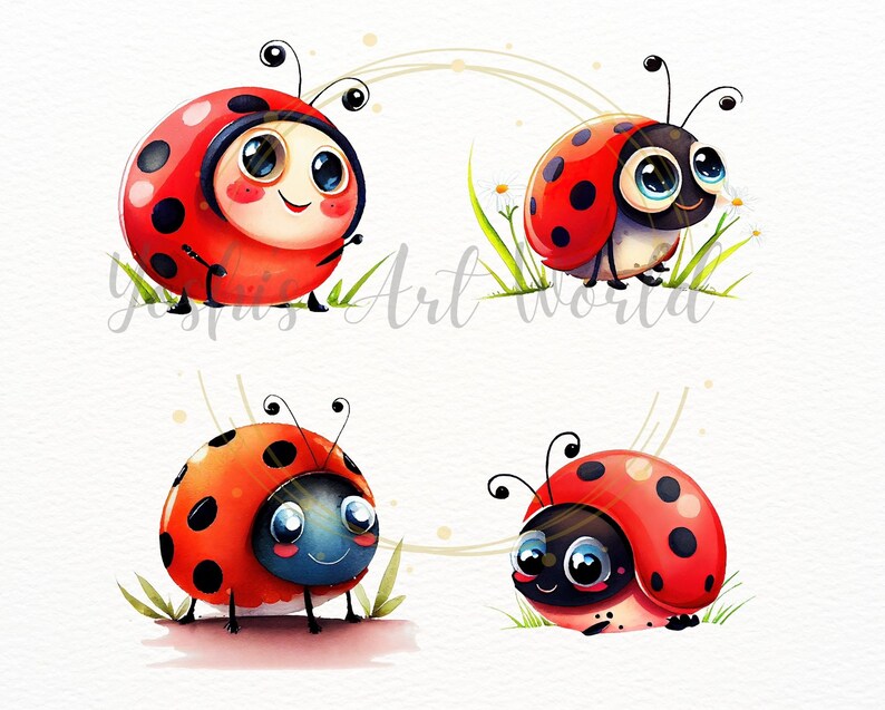 Cute Ladybug PNG Bundle Digital Crafts Designs Transparent - Etsy