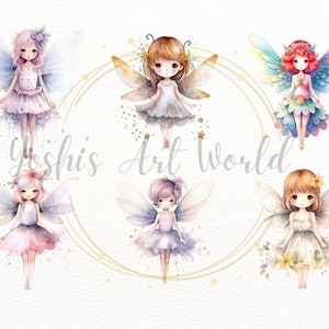 Watercolor Cute Fairy PNG Bundle, Digital Crafts Designs Transparent ...