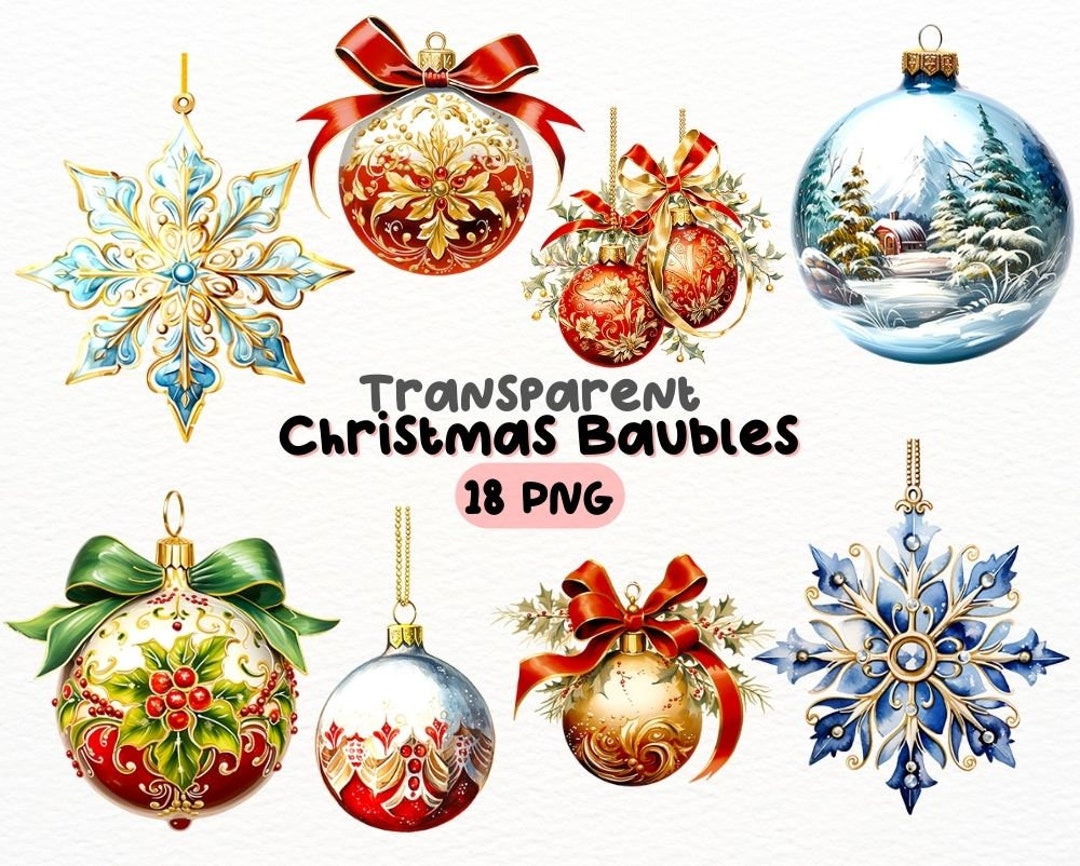 Christmas Tree Ornaments PNG Bundle, Digital Crafts Designs Transparent ...