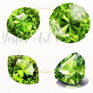 Watercolor August Birthstone Peridot PNG Bundle, Digital Crafts Designs ...