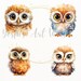Watercolor Baby Owl PNG Bundle, Digital Crafts Designs Transparent ...