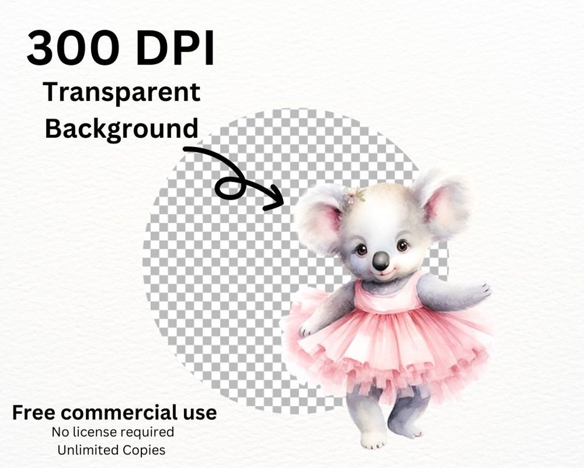 Watercolor Ballerina Koala PNG Bundle, Digital Crafts Designs ...