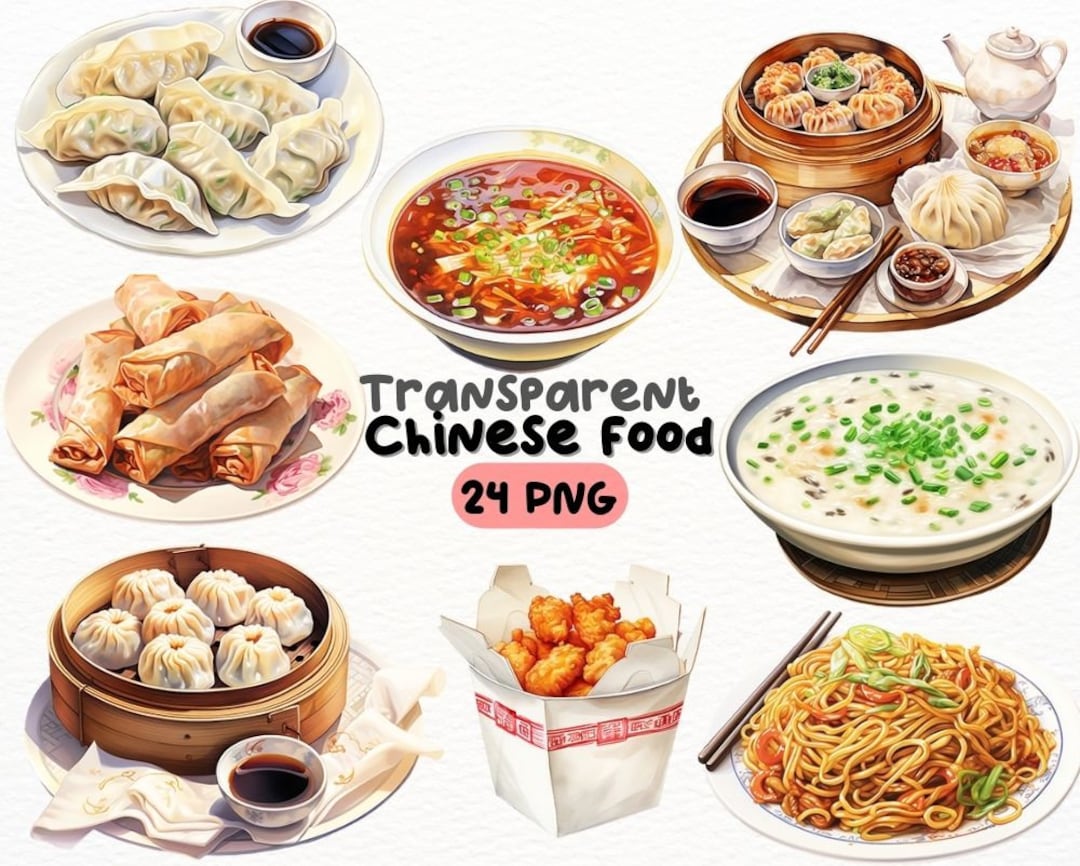 Watercolor Chinese Food PNG Bundle, Digital Crafts Designs Transparent ...