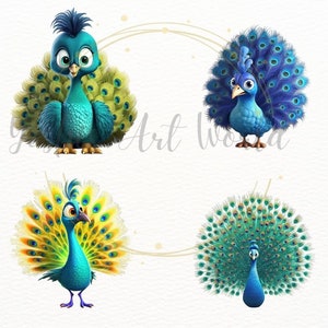 Cute Peacock PNG Bundle, Digital Crafts Designs Transparent, Peacock ...