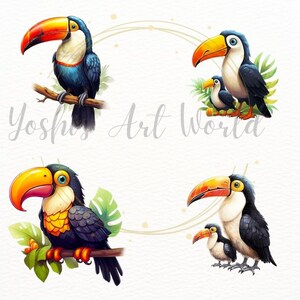 Watercolor Cute Toucan PNG Bundle, Digital Crafts Designs Transparent ...