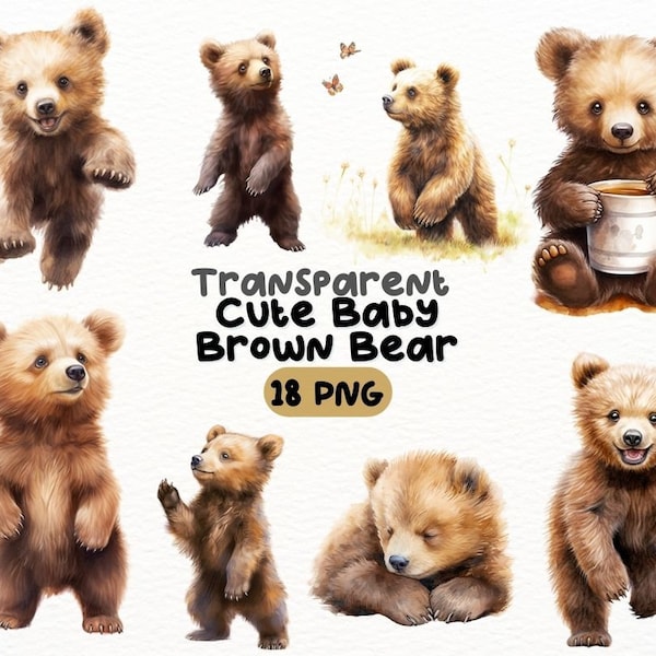 Cute Watercolor Clipart Baby Bear - Etsy