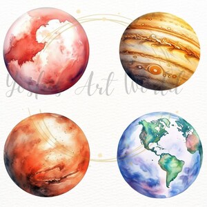 Watercolor Planets PNG Bundle, Digital Crafts Designs Transparent ...