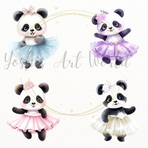 Watercolor Ballerina Panda PNG Bundle, Digital Crafts Designs ...