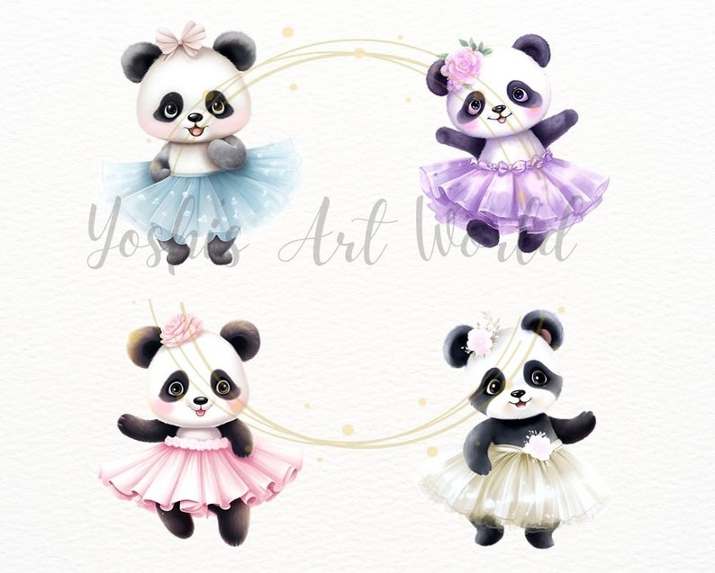 Watercolor Ballerina Panda PNG Bundle, Digital Crafts Designs ...