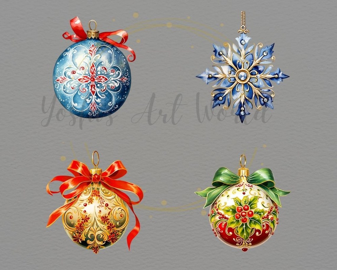 Christmas Tree Ornaments PNG Bundle, Digital Crafts Designs Transparent ...