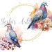 Pigeon and Flower Clipart - Floral Pigeon - Bird Clipart - Card Making ...