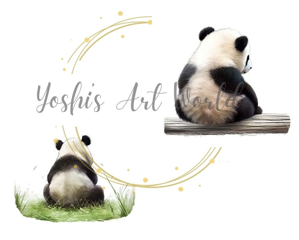 Cute Baby Panda Back Clipart 17 High Quality Jpgs Crafts - Etsy