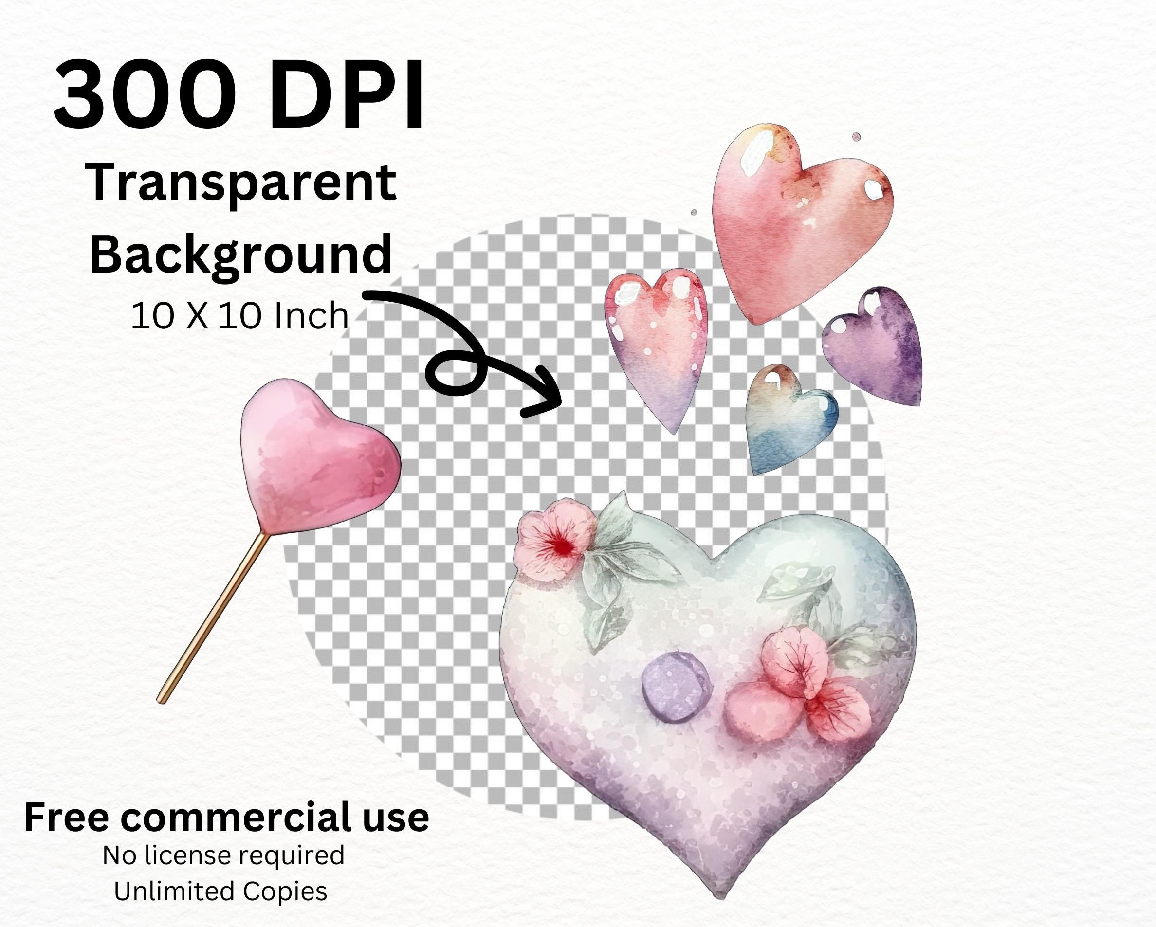 Watercolor Heart PNG Bundle Digital Crafts Designs - Etsy