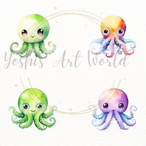 Cute Octopus PNG Bundle, Digital Crafts Designs Transparent, Baby ...