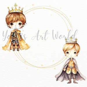 Watercolor Cute Prince PNG Bundle, Digital Crafts Designs Transparent ...