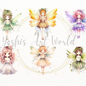 Watercolor Cute Fairy PNG Bundle, Digital Crafts Designs Transparent ...