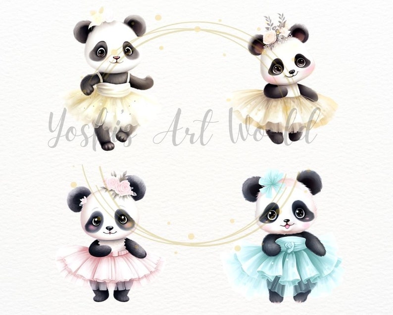 Watercolor Ballerina Panda PNG Bundle Digital Crafts Designs - Etsy