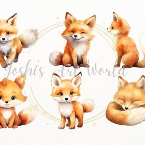 Watercolor Cute Fox PNG Bundle, Digital Crafts Designs Transparent ...