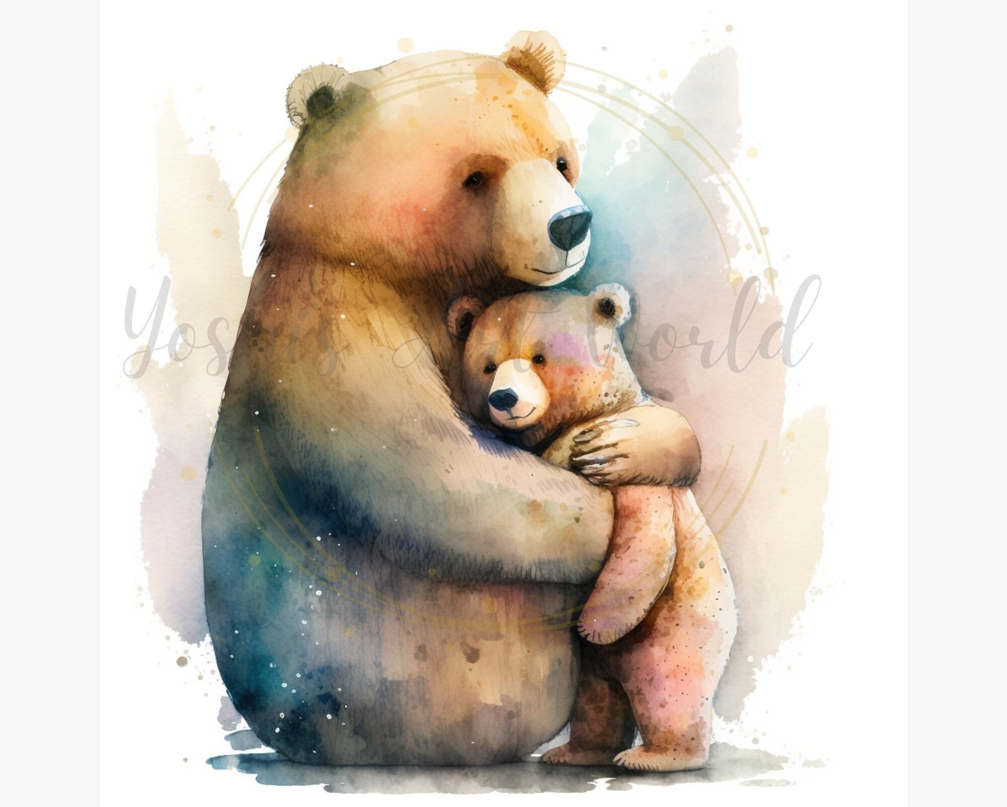 Watercolor Mama Bear - Brown Bear - Card Making, Mixed Media, Digital ...