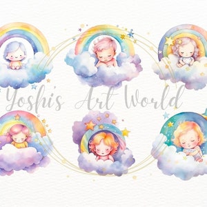 Pastel Watercolor Rainbow Star Cloud PNG Bundle, Digital Crafts Designs ...