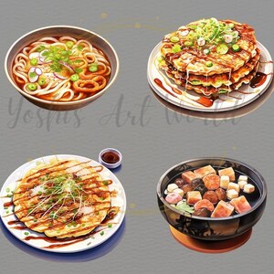 Watercolor Japanese Food PNG Bundle, Digital Crafts Designs Transparent ...