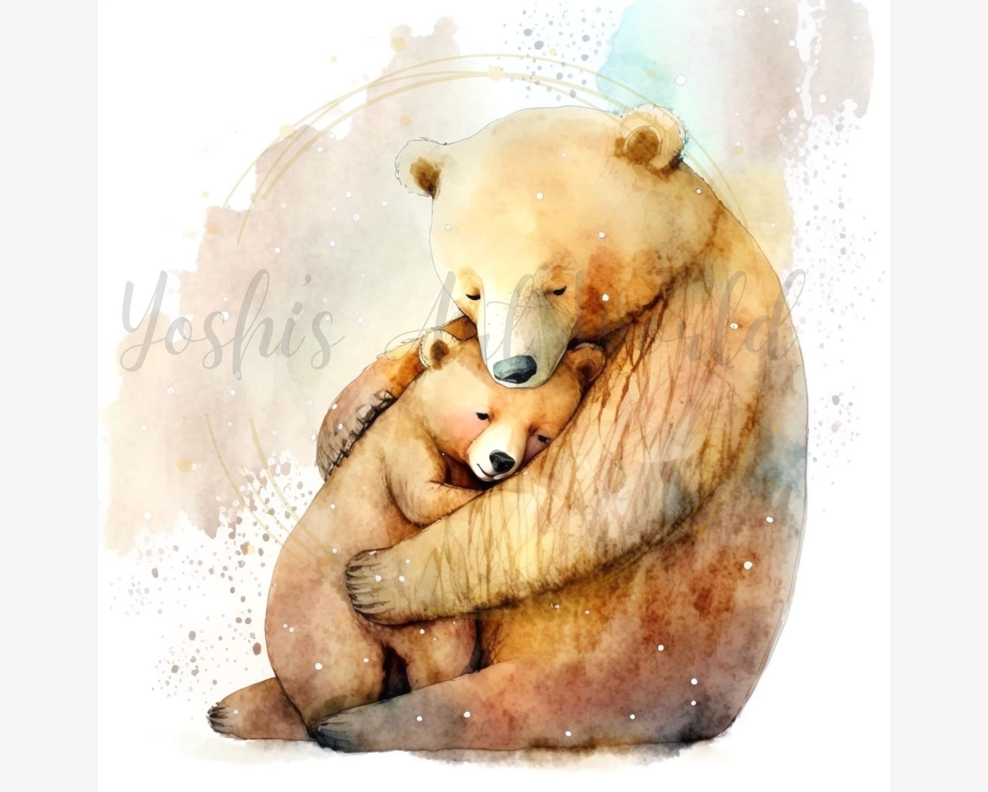 Watercolor Mama Bear - Brown Bear - Card Making, Mixed Media, Digital ...