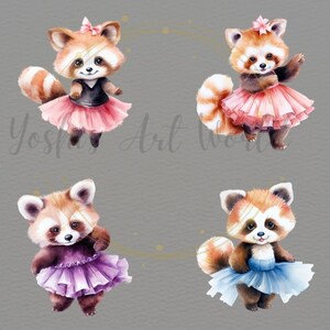 Watercolor Ballerina Red Panda PNG Bundle, Digital Crafts Designs ...