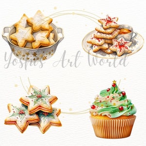 Watercolor Christmas Desserts PNG Bundle, Digital Crafts Designs ...