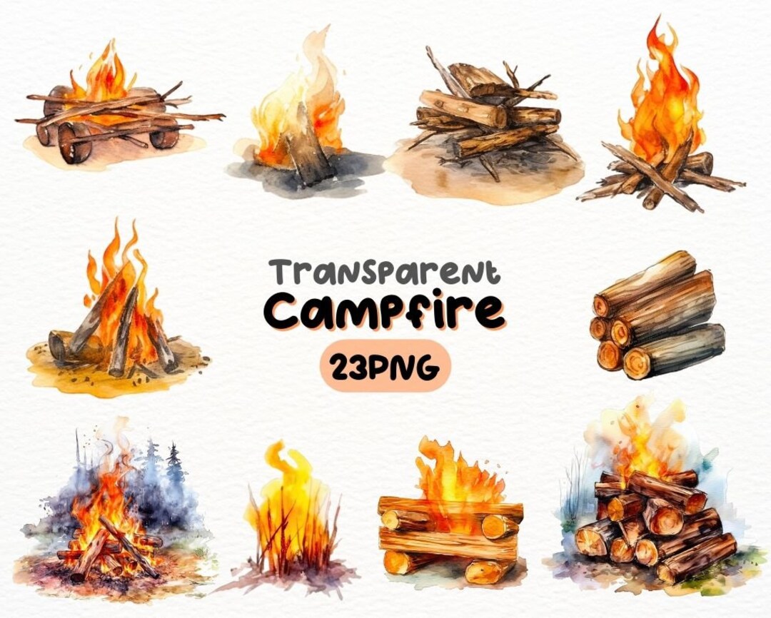 Watercolor Campfire PNG Bundle, Digital Crafts Designs Transparent ...
