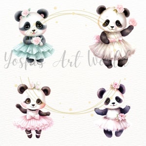 Watercolor Ballerina Panda PNG Bundle, Digital Crafts Designs ...
