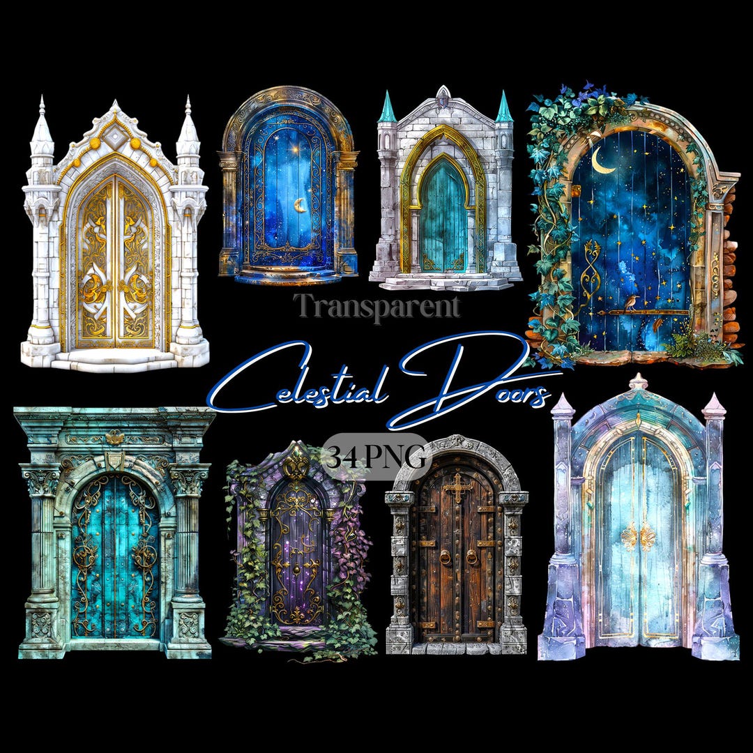Watercolor Celestial Door PNG Bundle, Digital Crafts Designs ...