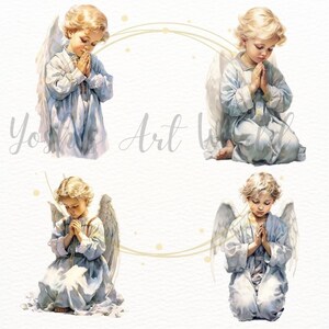Watercolor Praying Angel PNG Bundle, Digital Crafts Designs Transparent ...