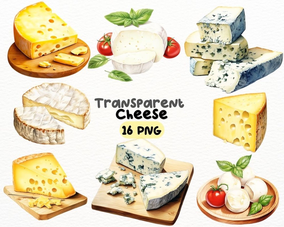 Watercolor Cheese PNG Bundle, Digital Crafts Designs Transparent ...