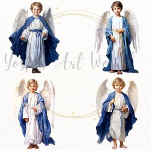 Watercolor Victorian Royal Blue Angel Boy PNG Bundle, Digital Crafts ...