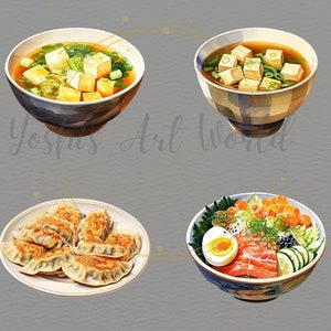 Watercolor Japanese Food PNG Bundle, Digital Crafts Designs Transparent ...