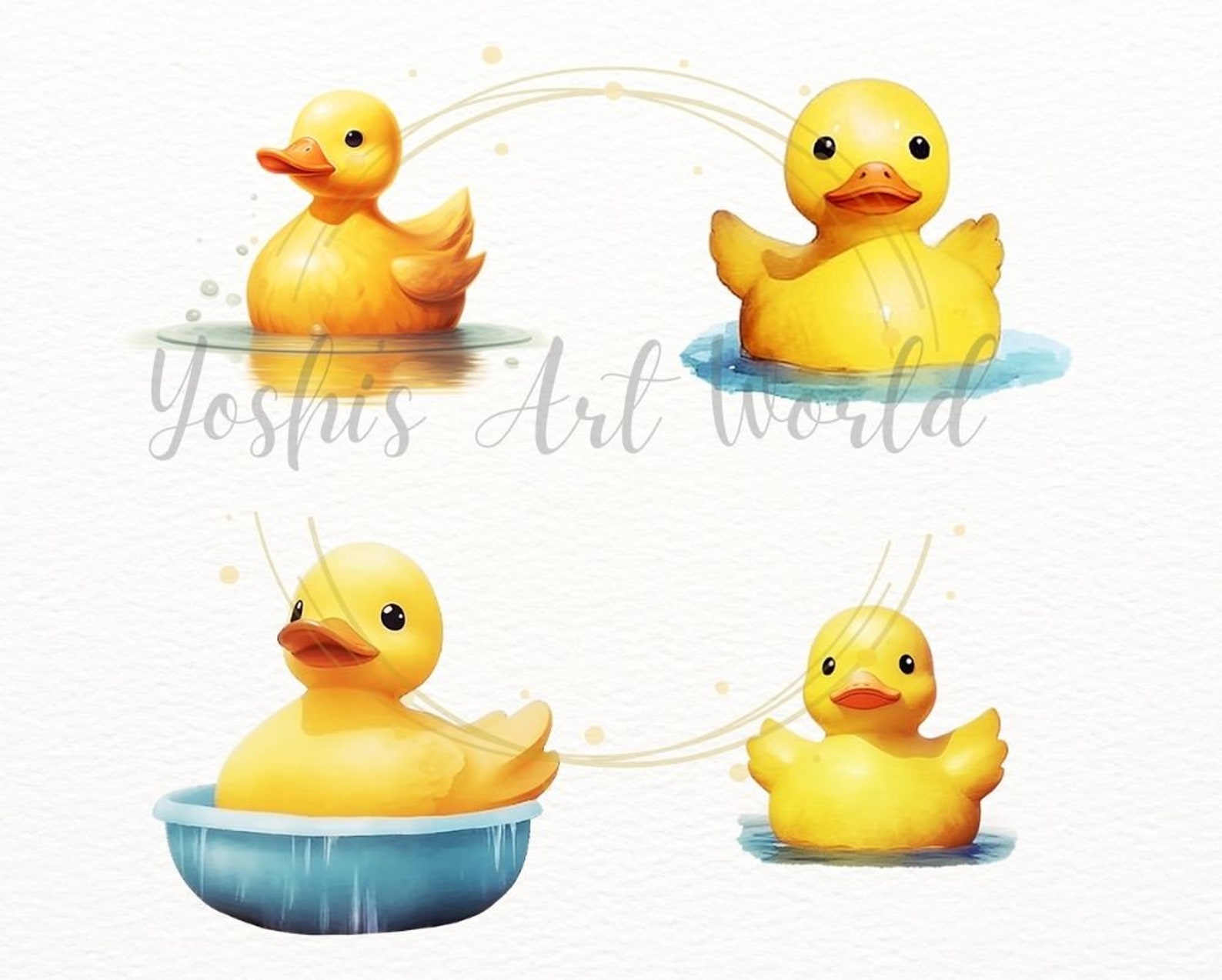 Watercolor Rubber Duck PNG Bundle, Digital Crafts Designs Transparent ...