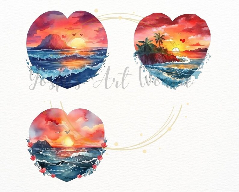 Watercolor Beach Sunset PNG Bundle Digital Crafts Designs - Etsy