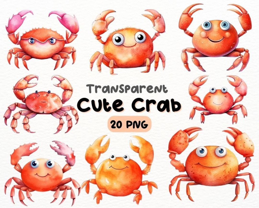 Cute Crab PNG Bundle, Digital Crafts Designs Transparent, Baby Crab ...