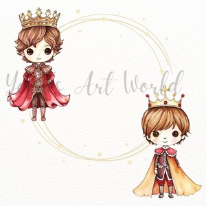 Watercolor Cute Prince PNG Bundle, Digital Crafts Designs Transparent ...