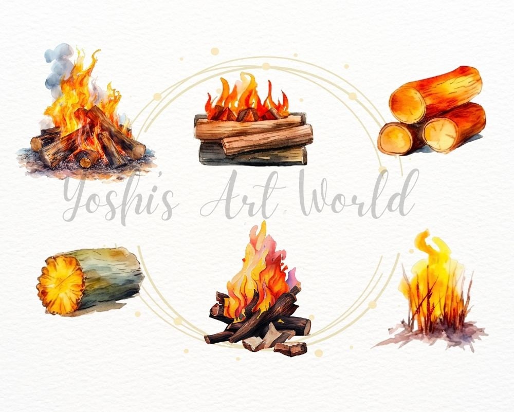 Watercolor Campfire PNG Bundle Digital Crafts Designs - Etsy