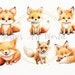 Watercolor Cute Fox PNG Bundle, Digital Crafts Designs Transparent ...