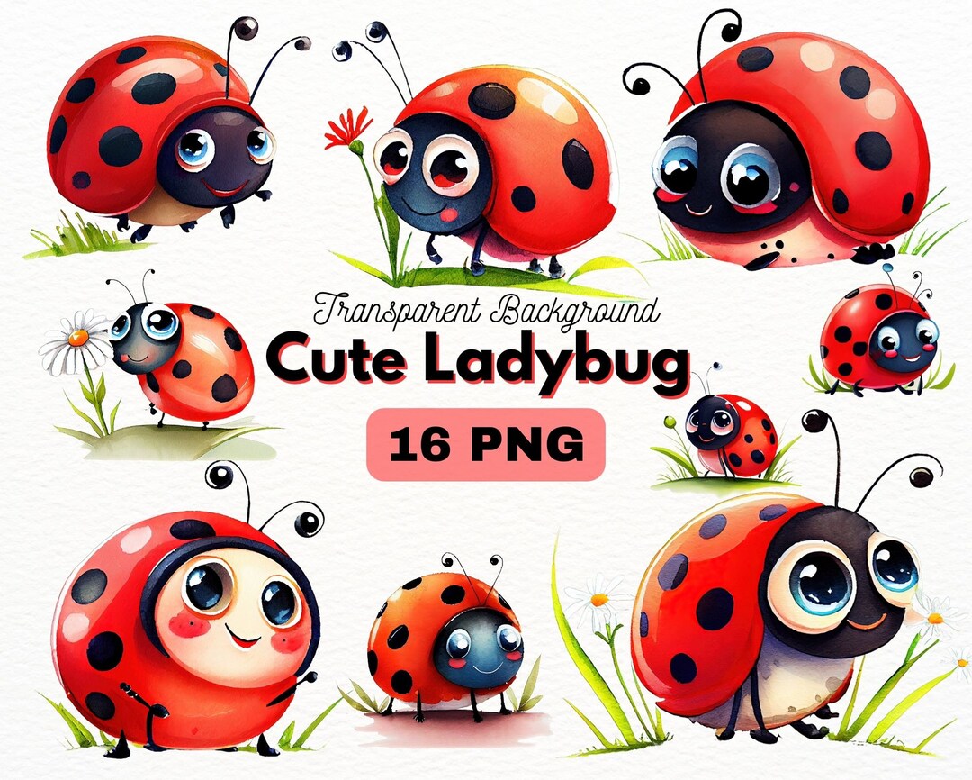Cute Ladybug PNG Bundle, Digital Crafts Designs Transparent, Lady Bug ...