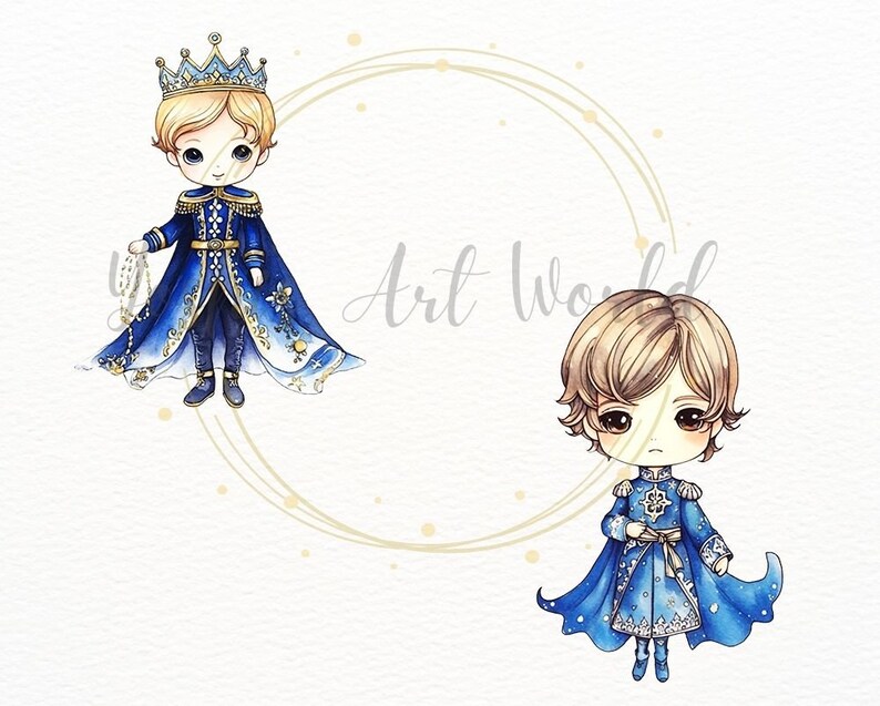 Watercolor Cute Prince PNG Bundle Digital Crafts Designs - Etsy